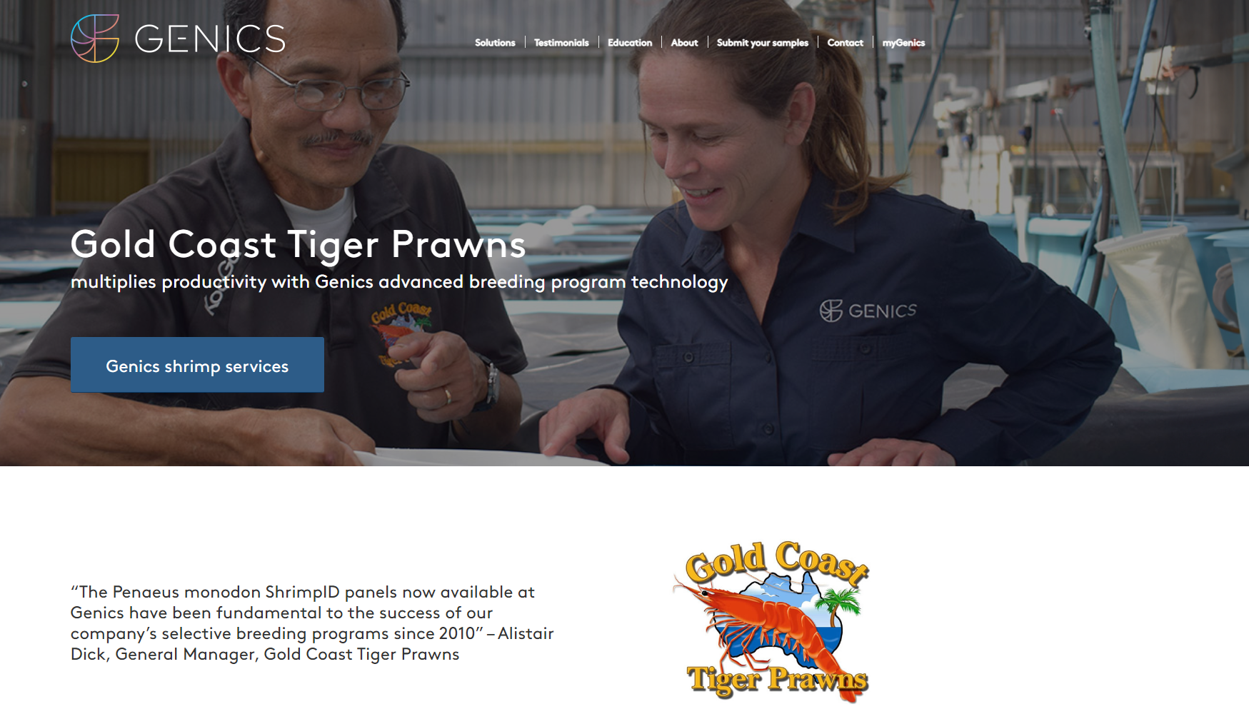 Gold Coast Tiger Prawns case study - Genics