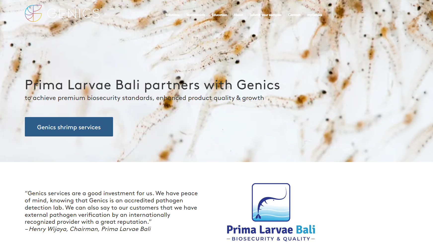 Prima Larvae Bali case study - Genics